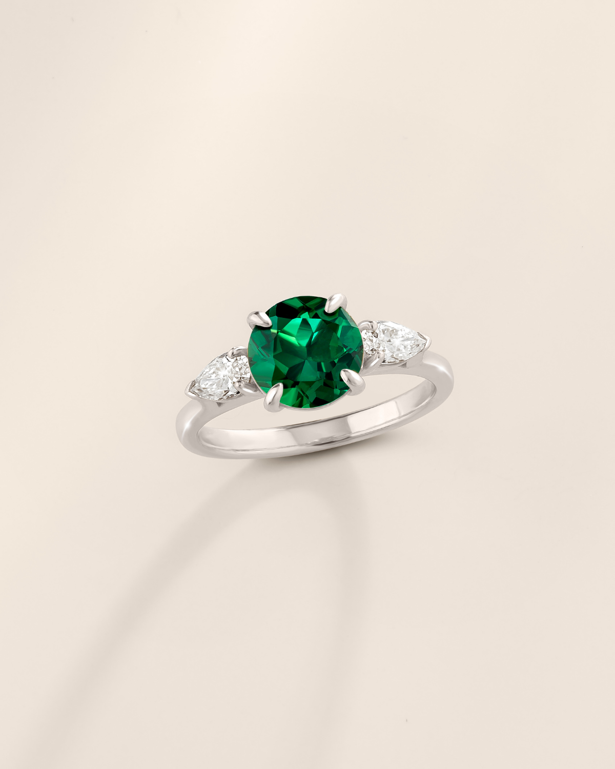Emerald Oval Three Stone Engagement Ring Sterling Silver - May ...