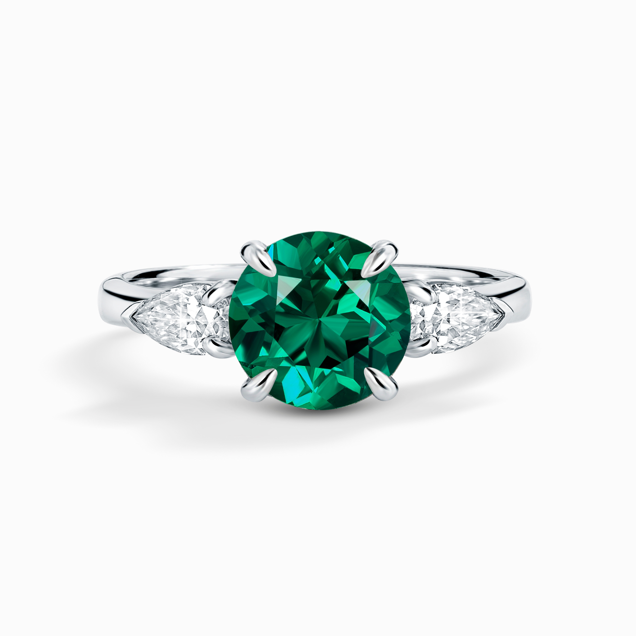 Emerald Oval Three Stone Engagement Ring Sterling Silver - May ...